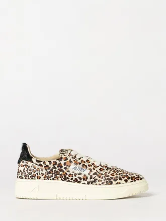 Autry Medalist Low Sneakers aus Leder mit Animal-Print-Eins&auml;tzen aus Ponyfell