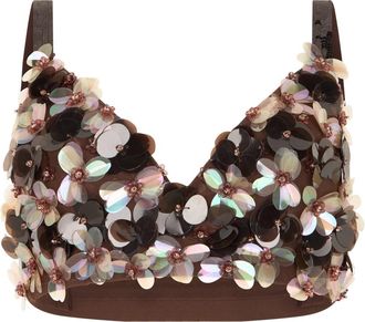 P.A.R.O.S.H. P.a.r.o.s.h., Femme, Sous-v&ecirc;tements, Brun, Taille: 38 FR Haut court avec applications