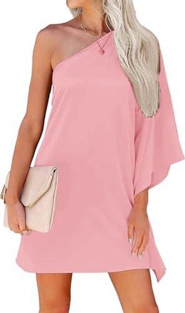 Generic Robes asym&eacute;triques &agrave; Manches Chauve-Souris pour Femmes, Robes de Cocktail d&eacute;contract&eacute;es et &eacute;l&eacute;gantes, Style Club, &eacute;t&eacute;