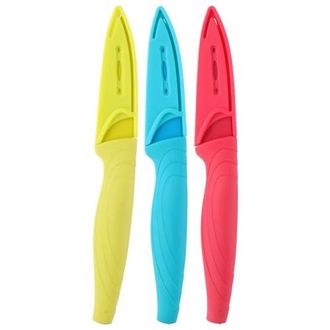 Alpina Messerset - 3 Stück - Edelstahl - Silikon-Griff - Spülmaschinenfest - Farbig