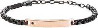 Breil Bracelet TAG & CROSS pour homme en acier inoxydable avec zircons de couleur rose/noir, avec fermoir mousqueton, longueur : 22 cm, TJ3222, Eine Grösse,