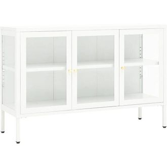 vidaXL Sideboard Wei&szlig; 105x35x70 cm Stahl und Glas vidaXL