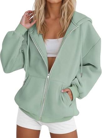 Generic Sweat &agrave; Capuche Femme Zipp&eacute; Manche Longue Veste Femme Grande Taille V&ecirc;Tements de Sport Confortable D&eacute;contract&eacute; Ample Pullover Casual Mode Streetwear 2