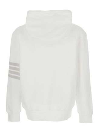 Thom Browne Mens Hooded Sweatshirt White Cotton Sweatshirts Sweater