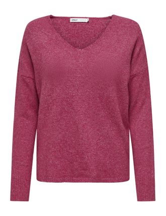 Only Damen Strickpullover V-Ausschnitt Sweater Onlrica Life L/S V-Neck Pullo KNT Noos 15224360,Granita/Detail:w. Melange,XS