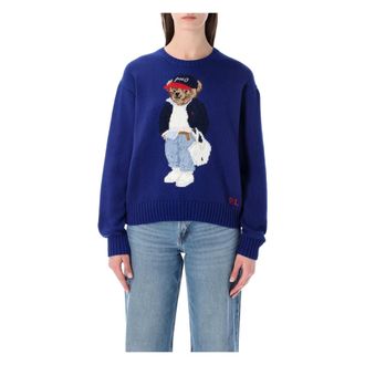 Ralph Lauren Femme, Pulls, Bleu, Taille: 40 FR Pull Ras du Cou Ours