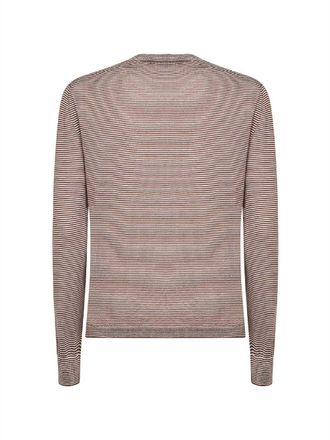 Blanca Vita Womens Cardigan Brown Striped Knit Virgin Wool Cardigans Sweater