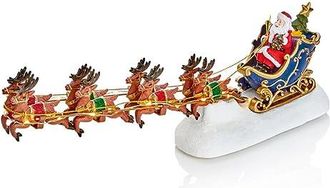 Premier Figurine de P&egrave;re No&euml;l et tra&icirc;neau lumineux &agrave; LED clignotantes avec 8 rennes 34 cm de long