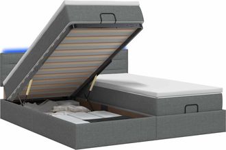 vidaXL Letto Ottomano Con Materasso E Led Grigio Scuro 180 X 200 Cm Vidaxl