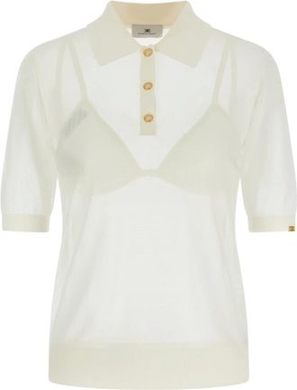 Elisabetta Franchi Femme, Tops, Blanc, Taille: 38 FR Polo en nylon avec soutien-gorge