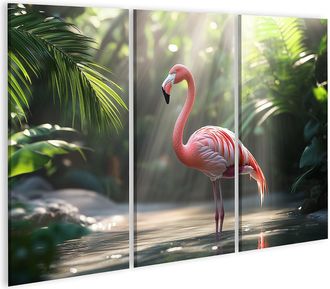 Islandburner Bild auf Leinwand Flamingo im Dschungellicht Bilder Wandbilder Poster