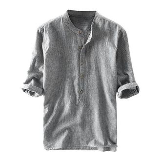 Generic T-shirt surdimensionn&eacute; pour homme pour le sport, t-shirt de sommeil pour homme, manches courtes, col en V, t-shirt en lin, t-shirt respirant, chemise 