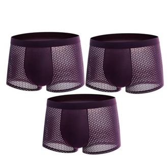 Generic Lot de 3 boxers pour homme, sous-v&ecirc;tements en maille douce et coupe id&eacute;ale en maille transparente, sexy, respirant, sans &eacute;tiquette qui gratte, L-5XL, 