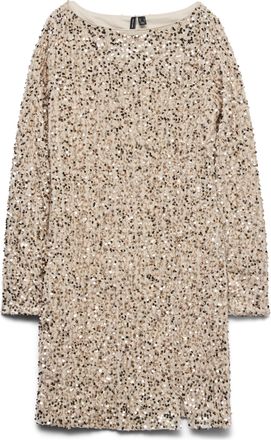 Vero Moda Damen Vmbella Ls Short Sq Dress JRS Ga, Pumice Stone, XS