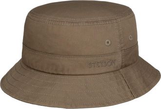 Stetson Organic Cotton Hut mit UV-Schutz Damen Herren 100% Bio-Baumwolle Knitterfrei Nachhaltig Bucket Hat Packable Anglerhut Fr&uuml;hjahr Sommer Taupe XL (60-61 