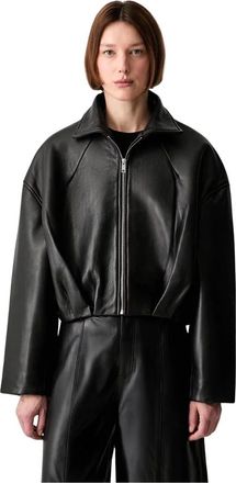 Rotate Rotate Birger Christensen, Femme, Vestes, Noir, Taille: 38 FR Veste en cuir boxy