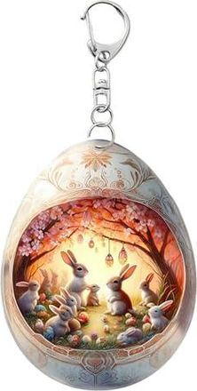 Generic Porte-cl&eacute;s oeuf de P&acirc;ques | Porte-cl&eacute;s en forme de lapin, breloque de sac &agrave; main en acrylique 2D | pour f&ecirc;te de P&acirc;ques, portefeuille, sac &agrave; main, sac 