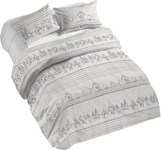 Pensieri delicati Bettw&auml;sche-Set f&uuml;r Doppelbett, 100% Baumwolle, komplett mit Bettbezug 250 x 200 cm und 2 Kissenbez&uuml;gen 52 x 82 cm, hergestellt in Italien, maschinenwa