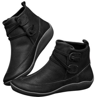 Generic Bottines courtes Chelsea imperm&eacute;ables &agrave; talon carr&eacute; bas pour femme - Antid&eacute;rapantes - Fermeture &eacute;clair lat&eacute;rale - Soutien de la vo&ucirc;te plantaire - Bott