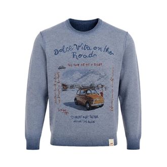 Bob Homme, Pulls, Bleu, Taille: M Jersey de Laine R&eacute;versible