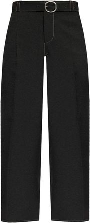 Jil Sander pantalon court à taille ceinturée - Noir