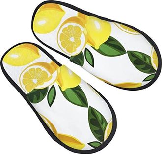 Generic Chaussons Femme Homme Fruits Citron Pantoufles En Peluche Peluche Maison Pantoufles Antid&eacute;rapant Chausson DHiver Pour Voyager H&ocirc;tel Int&eacute;rieur M