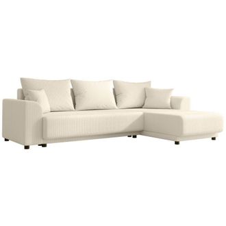 Vente-Unique Vente-unique - Canap&eacute; dangle convertible et r&eacute;versible en velours c&ocirc;tel&eacute; beige nessaro