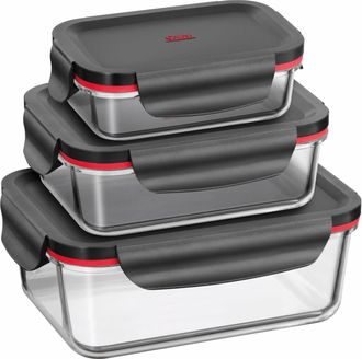 Silit Storio Vorratsdose Set 3-teilig, Glasbehälter mit Deckel luftdicht, Frischhaltedosen, spülmaschinengeeignet, mikrowellengeeignet, backofengeeignet ohn