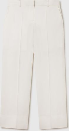 Stella McCartney Pleated Straight-Leg Trousers, Woman, Cream, Size: 42
