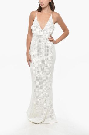 Alessandra Rich Slip Dress CADY with All-Over Crystals Alessandra Rich