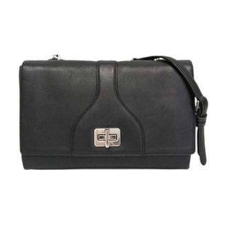Prada Sac bandouli&egrave;re Pre-owned &agrave; double rabat et cha&icirc;ne - Femme - Pre-owned - Noir - Taille: ONE Size
