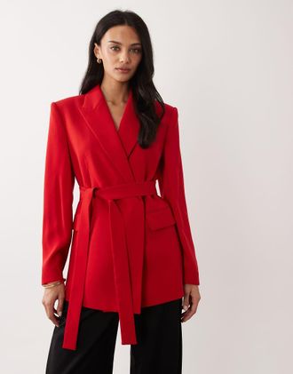 Mango Iwana - Blazer densemble nou&eacute; &agrave; la taille - Rouge vif