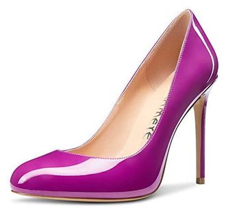 Castamere Escarpins Femme Mode Bout Ronde Talons Aiguille Hauts 10CM Violet Vernis Chaussures EU 42.5