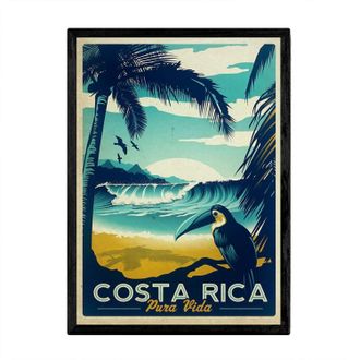 Nacnic Vintage Poster Costa Rica. Bl&auml;tter f&uuml;r Interieur mit klassischen und antiken Werbebildern zu dekorieren. Gem&auml;lde Retro-Dekor. A3