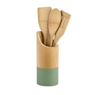 KESPER 81161 | K&uuml;chenhelfer-Set Bambusholz, natur-gr&uuml;n, 21,5 x 9 x 9 cm 4-tlg. rund