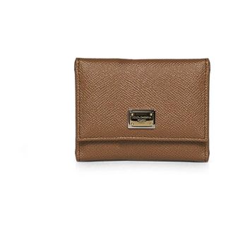 Dolce & Gabbana Femme, Accessoires, Brun, Taille: ONE Size Dauphine Calfskin French Flap Wallet