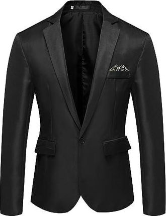 Generic Nouveau Petit Costume décontracté à Boutonnage de Couleur Unie avec Veste de Costume pour Hommes de Banquet de Mariage Fendu (Black, XXXXXL)