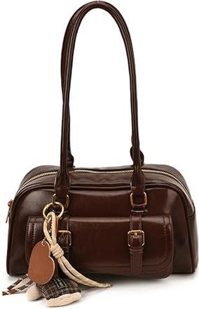 Generic Y2K Sac &agrave; bandouli&egrave;re r&eacute;tro pour femme en polyur&eacute;thane avec fermeture &eacute;clair Grande capacit&eacute; pour voyage, shopping, usage quotidien, caf&eacute;, 11.42*3.15*