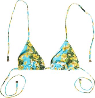 Dolce & Gabbana Floral Print Halter Bikini Top - Blue