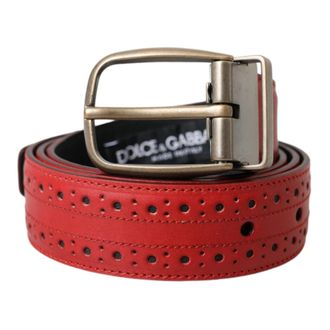 Dolce & Gabbana Perforierter Lederg&uuml;rtel mit Metallschnalle - - Accessories - Damen - Rot - ONE SIZE
