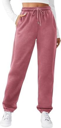 Zeagoo Pantalon de Jogging Long et Ample pour Femme Pantalon de Sport D&eacute;contract&eacute; Taille Haute Pantalon Stretch Uni Rose L