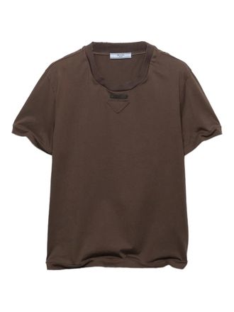 Prada t-shirt &agrave; logo imprim&eacute; - Marron