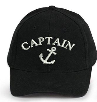 4sold 100% Cotton Ancient Mariner, Captain Cabin Boy Crew First Mate Yachting Casquette de Baseball Inscription Lettrage Noir Blanc (Anchor Captain)