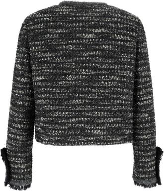 Emporio Armani Textured Tweed Blazer - Black