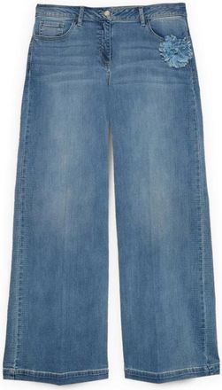 Fiorella Rubino Femme, Jeans, Bleu, Taille: 56 FR Jean large avec application florale