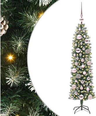 vidaXL K&uuml;nstlicher schlanker Weihnachtsbaum Gr&uuml;n und Wei&szlig; 120 cm vidaXL