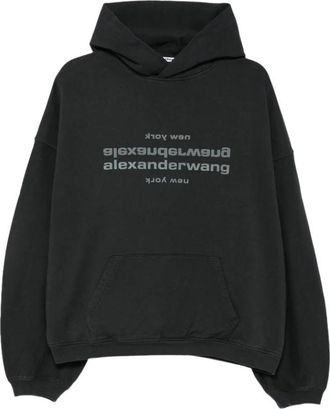 Alexander Wang Logo Print Hoodie - - Sweatshirts & Hoodies - Damen - Schwarzk - S