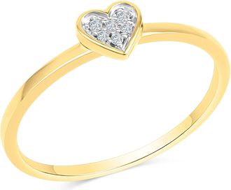 Diamonds By Ellen K. Ring Gold 585 zweifarbig Herz-Motiv mit Brillanten 0,025ct