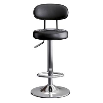 Generic Verstellbarer, drehbarer Barhocker im Industrial-Stil mit R&uuml;ckenlehne, lederbezogener Tresenhocker f&uuml;r K&uuml;che, Esszimmer, Restaurant, B&uuml;ro - Schwarz