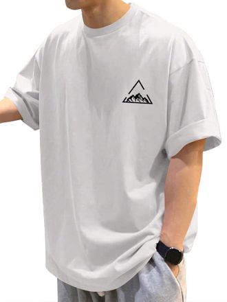 TOMWELL Herren T-Shirt Oversize Fit Kurzarm Sommer Oberteil mit Rundhals Weit Geschnittenes Lang Tee Einfarbig Basic T Shirts Männer Longshirt Vintage Streetw